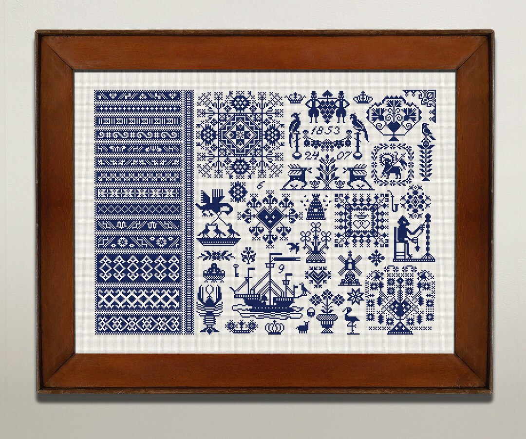 Monochrome Sampler Cross Stitch Pattern, X Stitch Chart, Antique ...