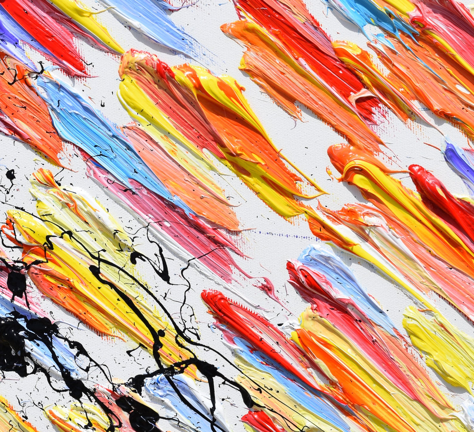 Abstract Rainbow 55", Original Oil Painting on Cavnas, Thick Texture ...