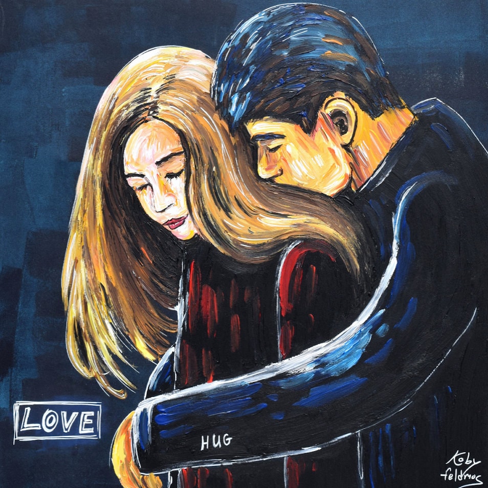 Hugging Couple 32 original oil painting of an abstract couple ...