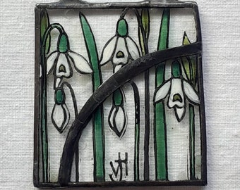Snowdrop Stained Glass - Etsy UK