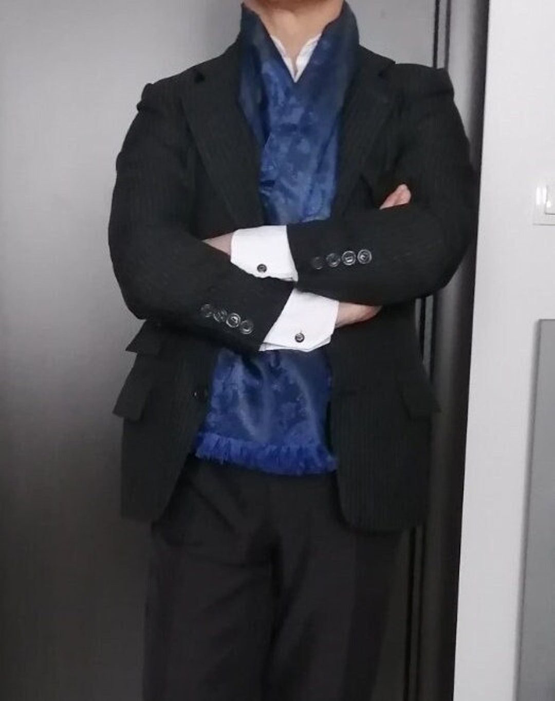 Mens Opera Neckerchief, Custom Paisley Scarf, Blue Gentlemans Ascot ...