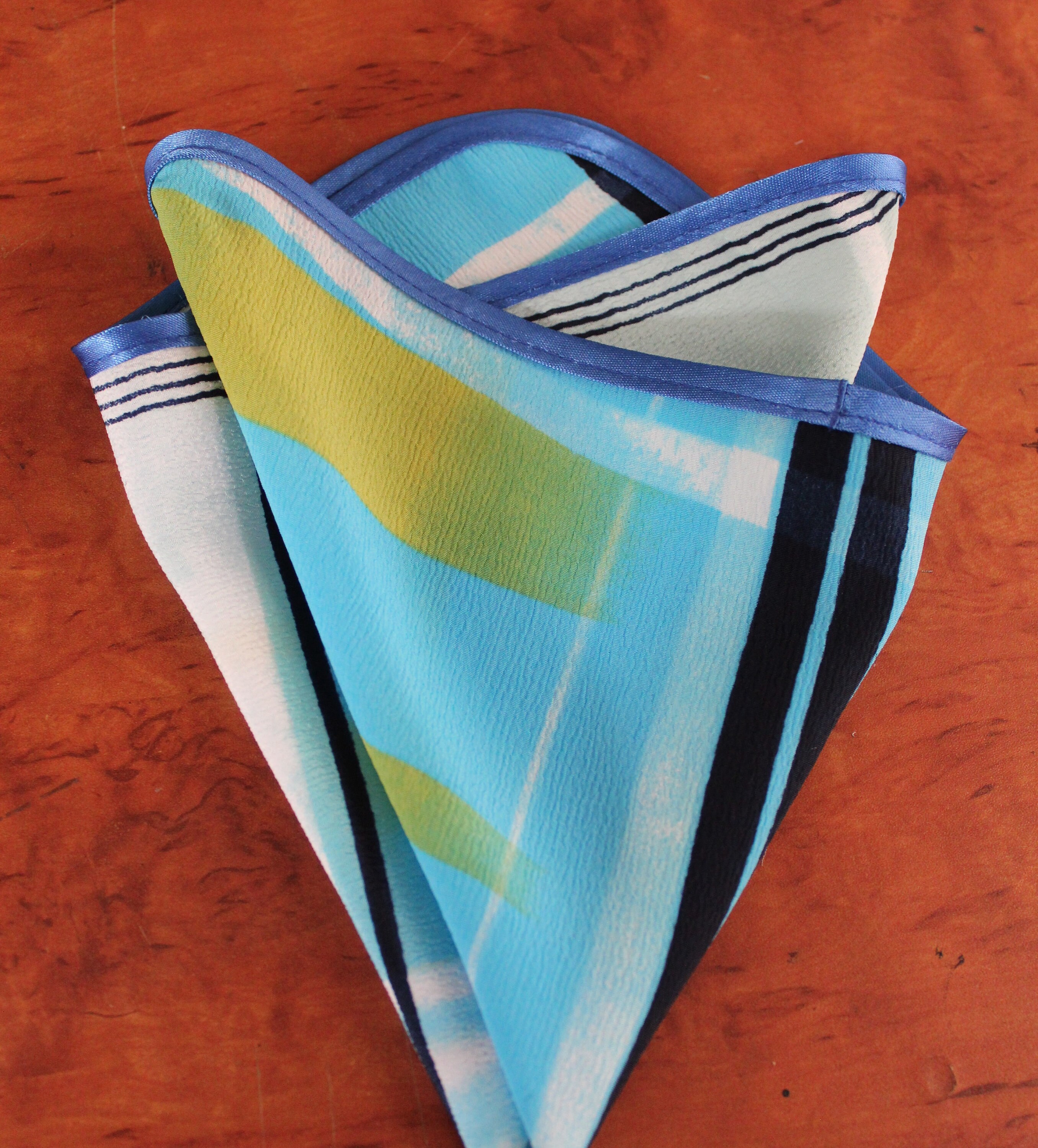 Suit Pocket Square, Round Handkerchief, Informal Edge Border ...