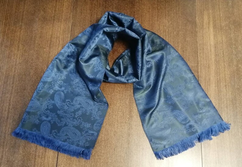 Mens Opera Neckerchief, Custom Paisley Scarf, Blue Gentlemans Ascot ...