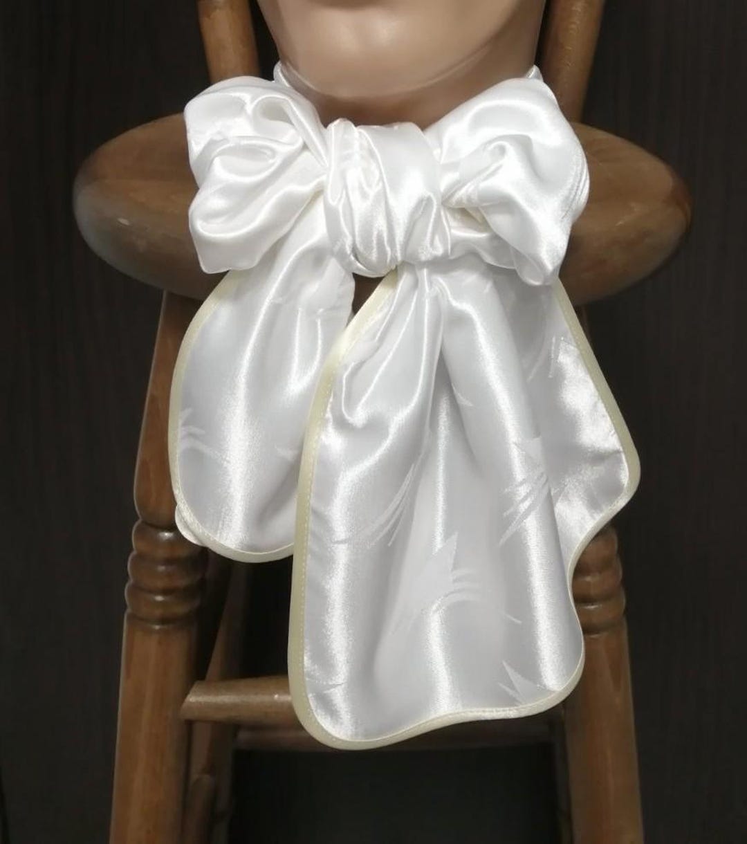 Mens Opera Ascot, Custom Dandy Scarf, White Gentlemans Ascot , Men's ...