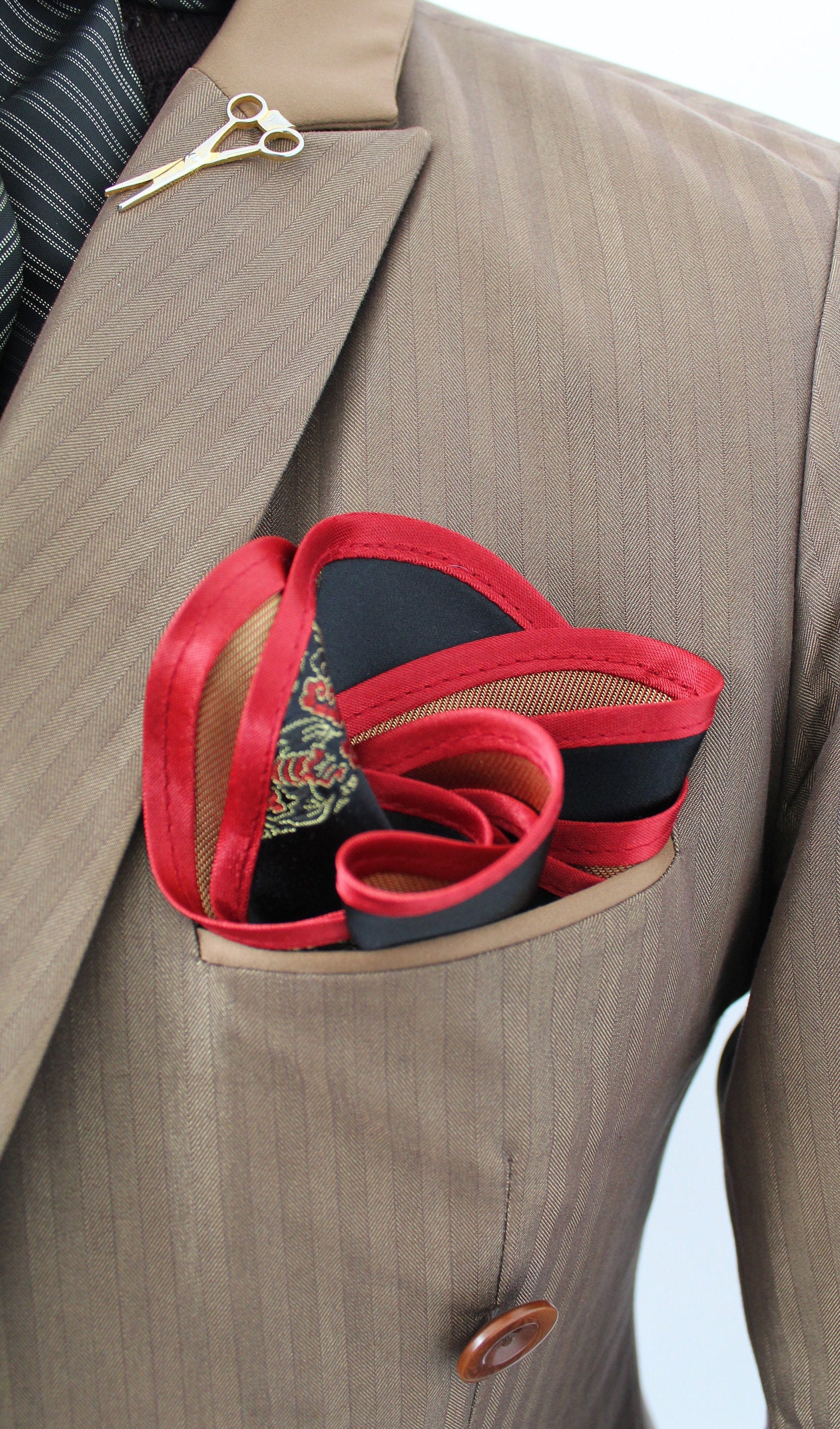 Suit Pocket Square, Round Coat Handkerchief, Formal Edge Border ...