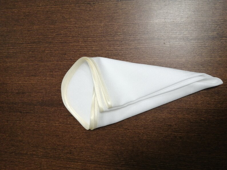 Edge Border Handkerchief, White Suit Pocket Square, Round Handkerchief ...