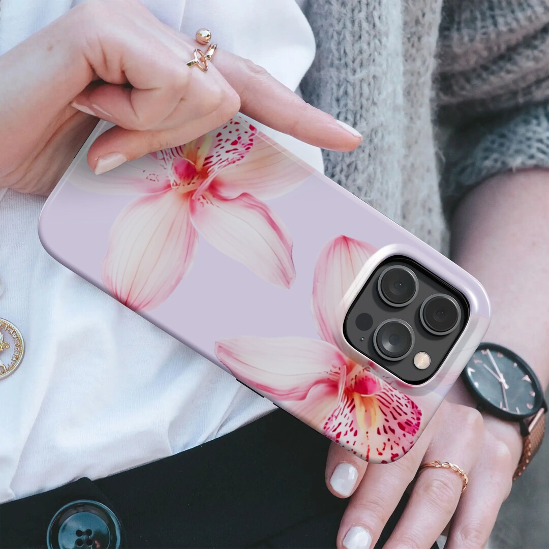 Orchid Phone Case Lily Blooming Floral Cover for iPhone 16 Pro, 15, 14 ...