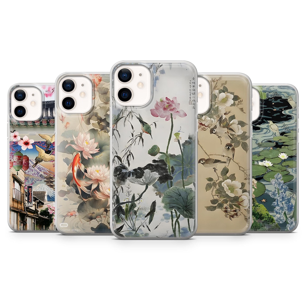 Floral Korean Art Phone Case, Asian TPU Cover - Etsy