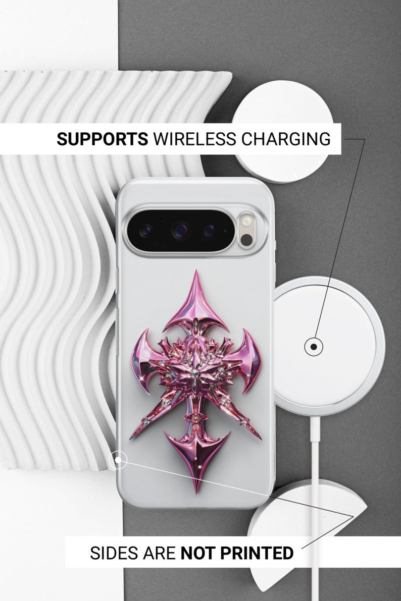 Pink Gothic Cross Phone Case, Chrome Design, iPhone Samsung Cover, Y2K ...