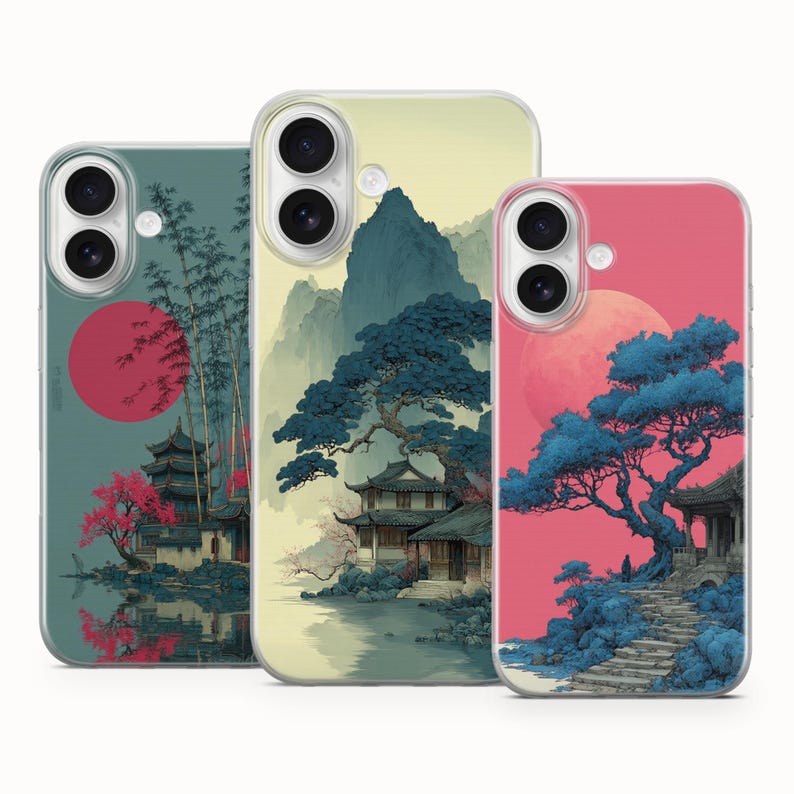 Japanese Art iPhone 17 Case, Traditional Oriental Scenery Samsung S26 ...