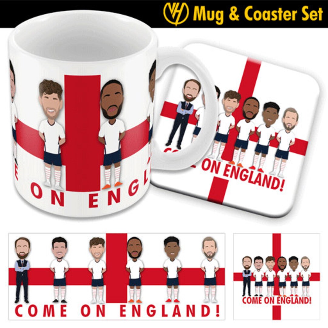 England Football Come on England Vector Heroes Printed Mug & Coaster ...