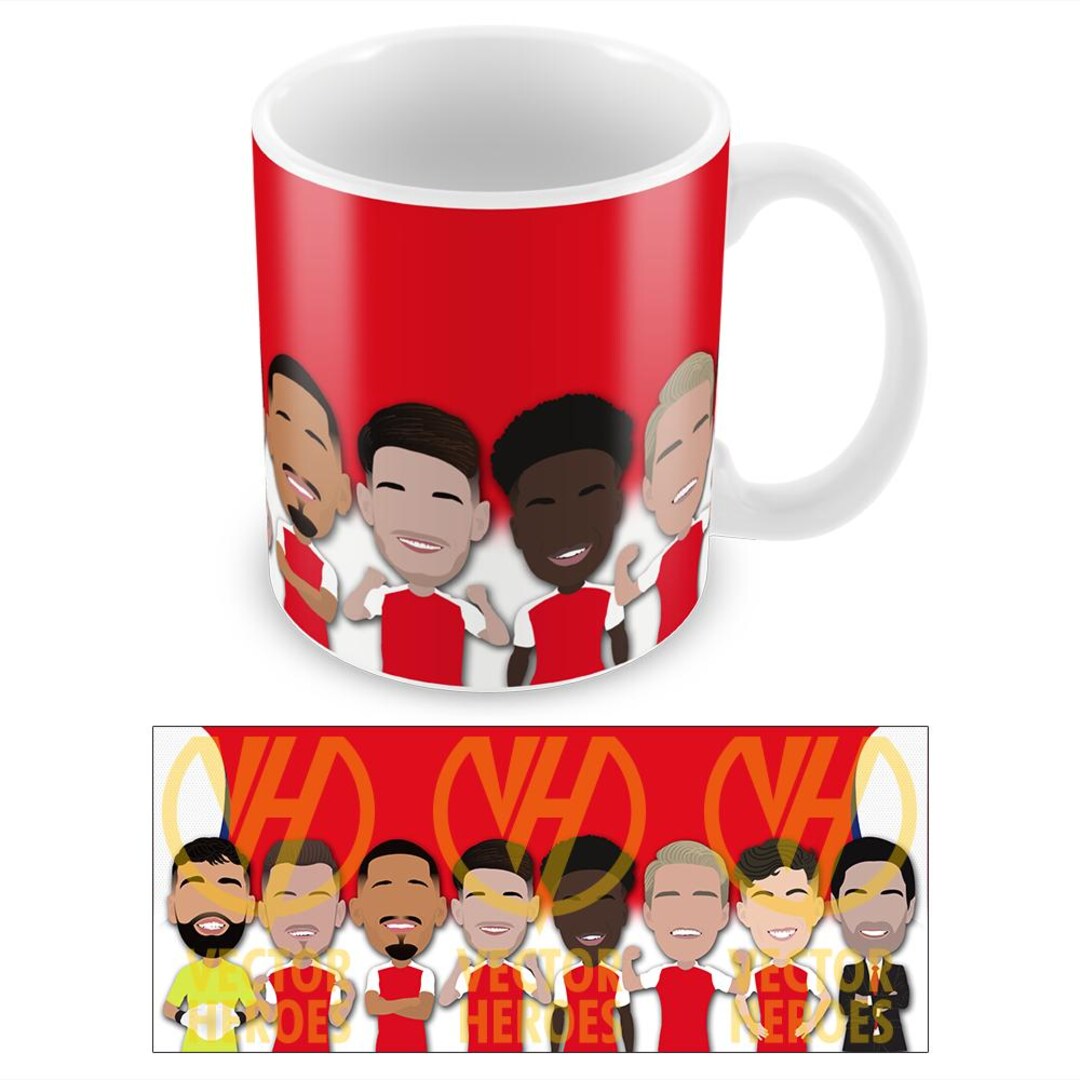 Arsenal 2024-25 Vector Heroes Printed Mug Cup Arteta Saka White Etc ...