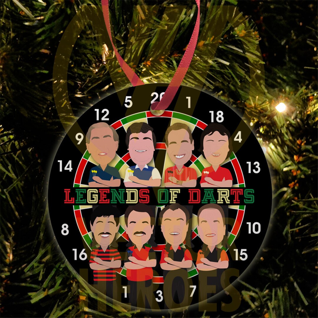 Legends of Darts Christmas Tree Decoration Flat Ceramic Bauble Great ...