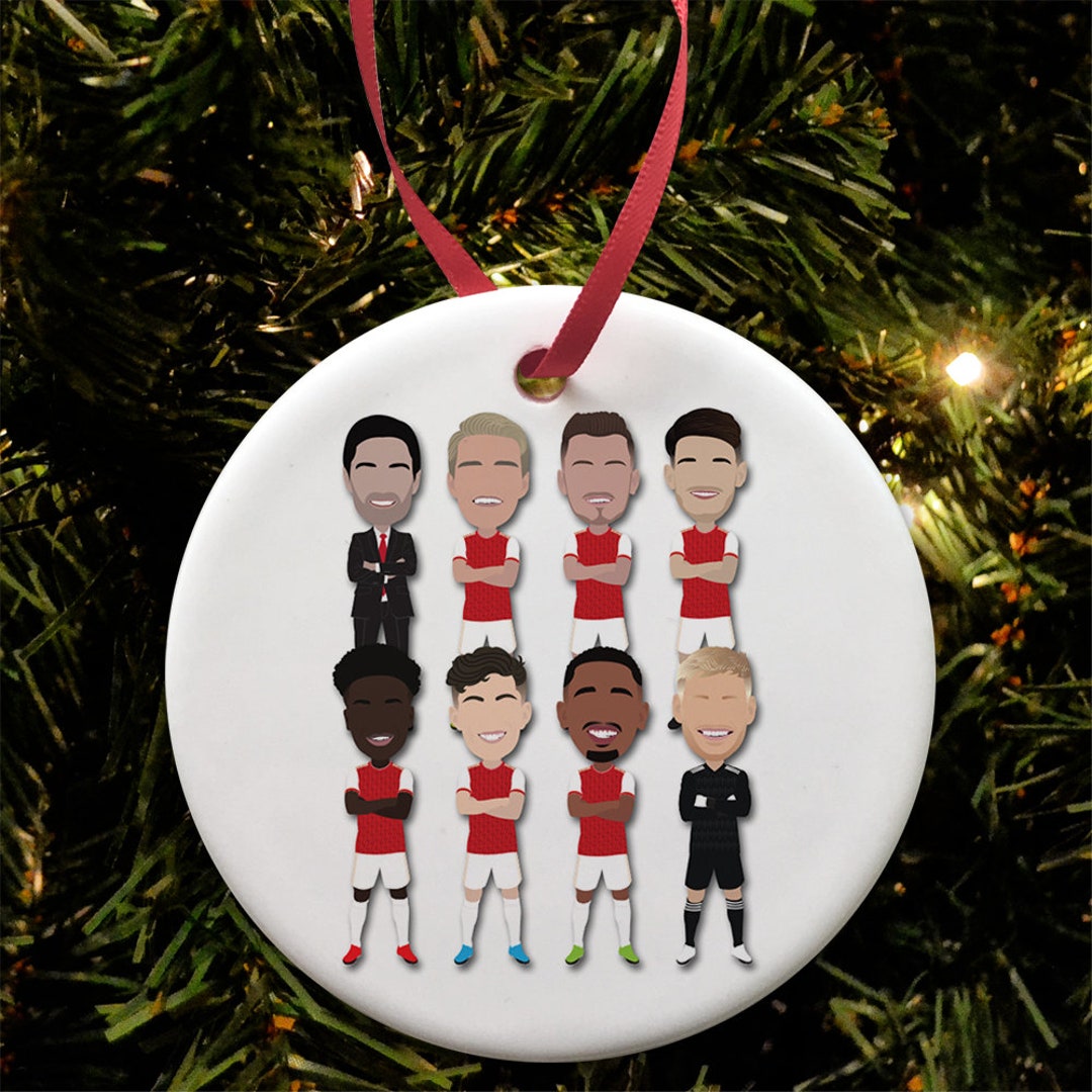 Arsenal Christmas Tree Decoration Flat Ceramic Bauble Arteta Saka Jesus ...