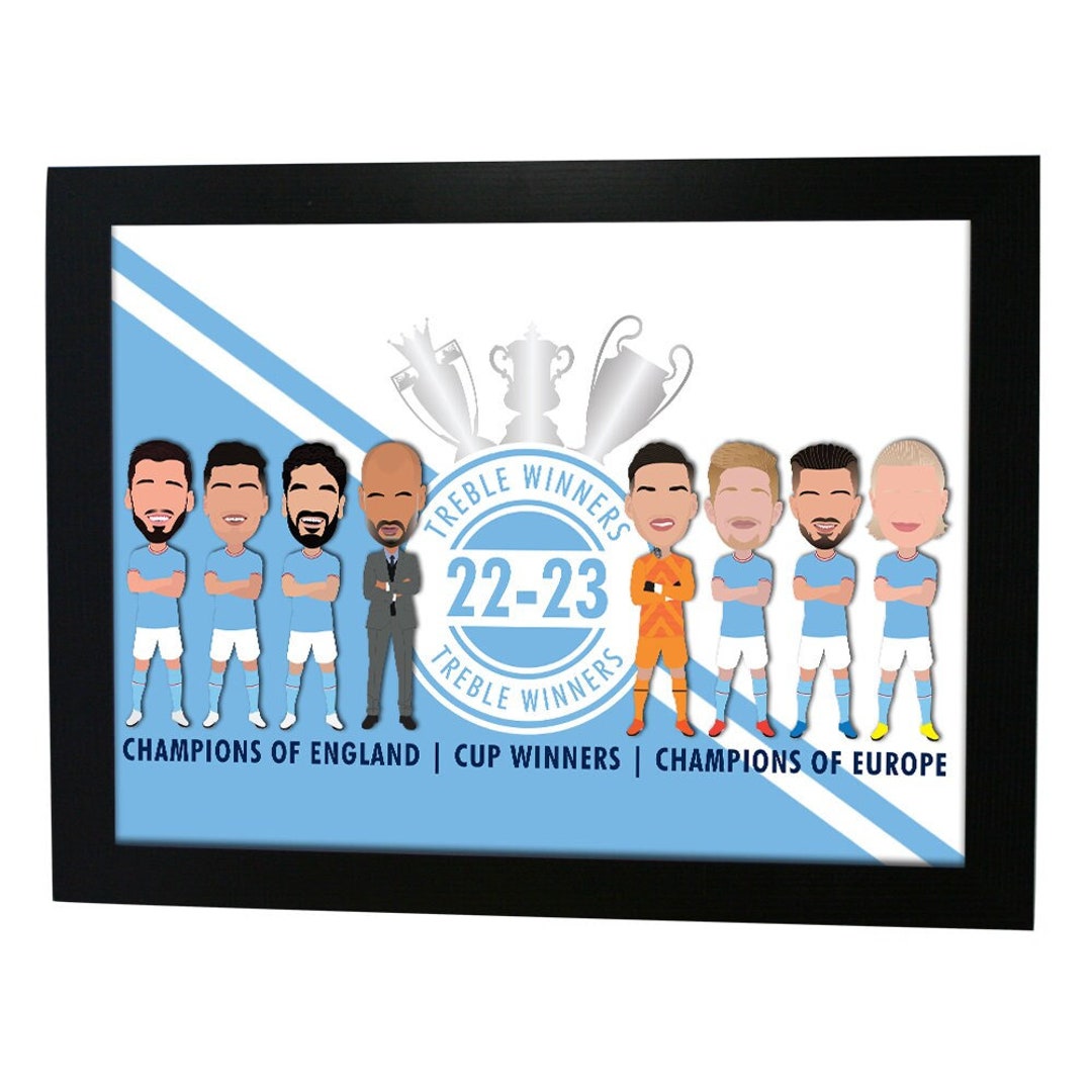 City Treble Winners 2023 Vector Heroes Print Framed Print Man Cave Bar ...