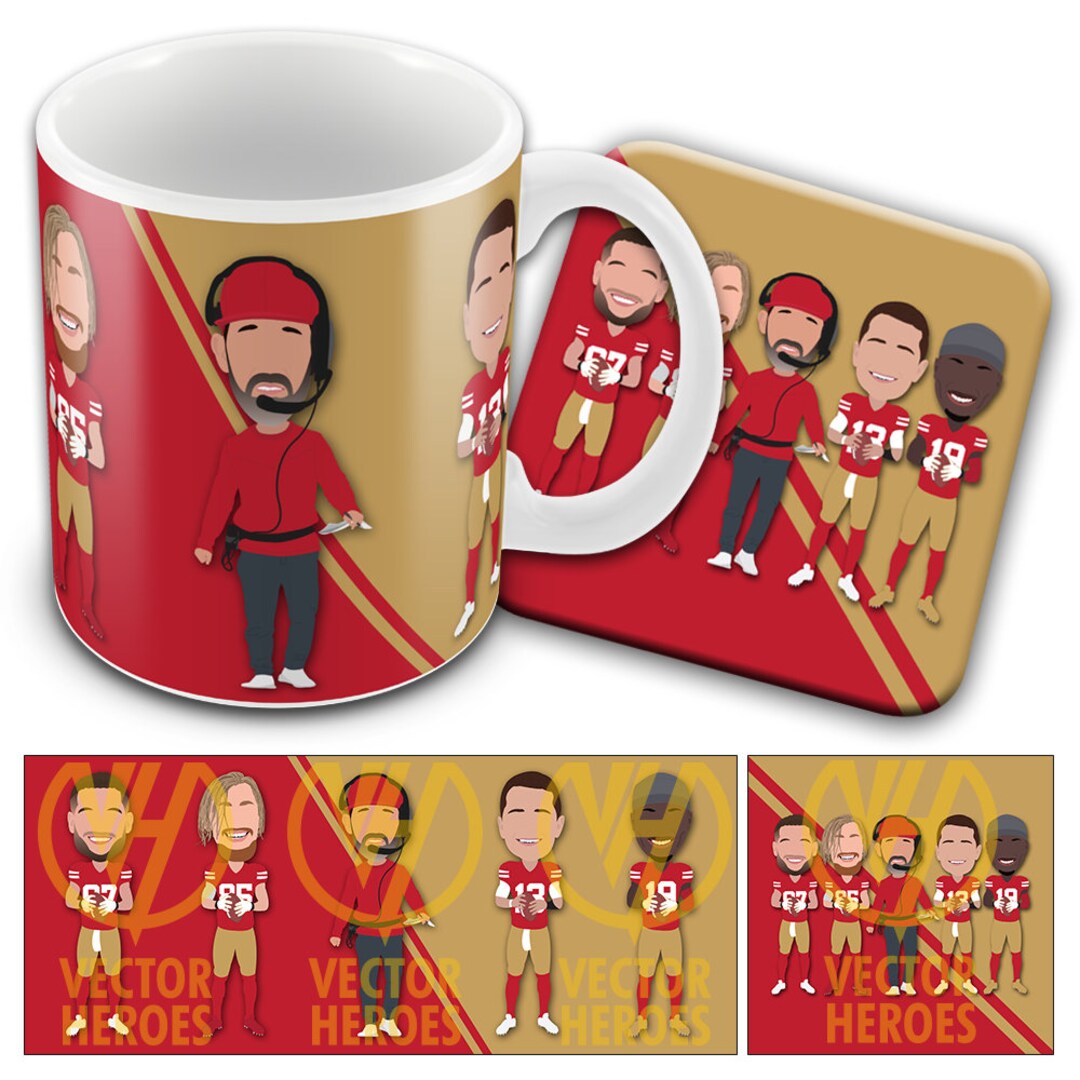 49ers American Football Vector Heroes Printed Mug & Coaster Set ...