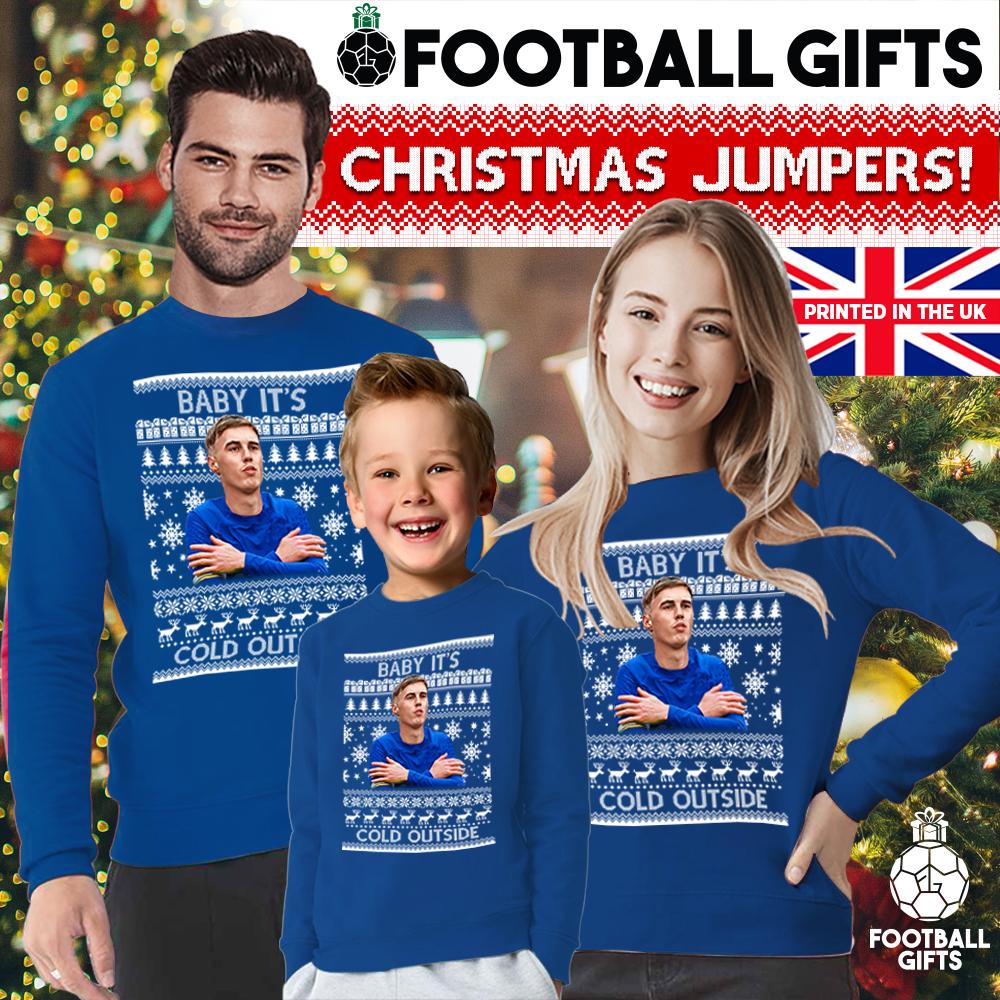 Baby Its Cold Outside Cole Palmer Chelsea Blue Christmas Jumper | Kids ...