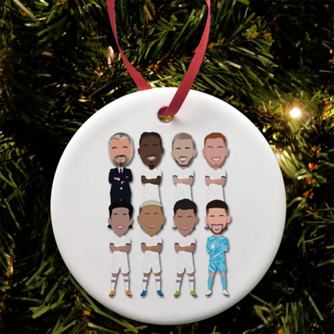 Spurs 2023-24 Christmas Tree Decoration Flat Ceramic Bauble Postecoglu ...