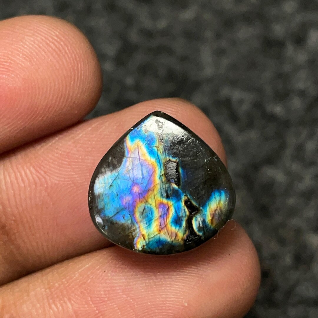 Spectrolite, Pear Cabochon, 14x15x6 MM, 11 CTS, Beautiful Cabochon, B ...