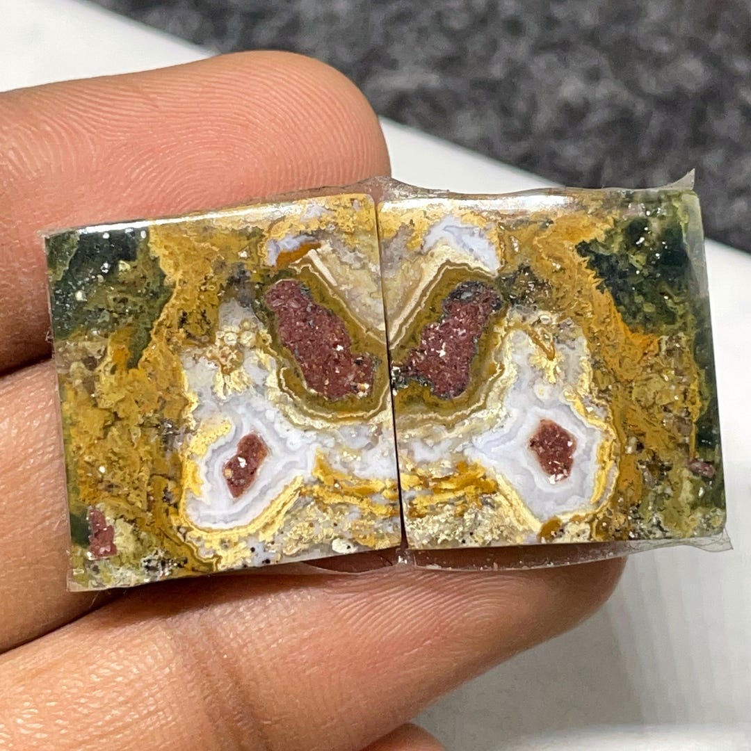 Orbicular Jasper Pair, Ocean Japser Pair, Cushion Cabochon, 20x18x4 MM ...