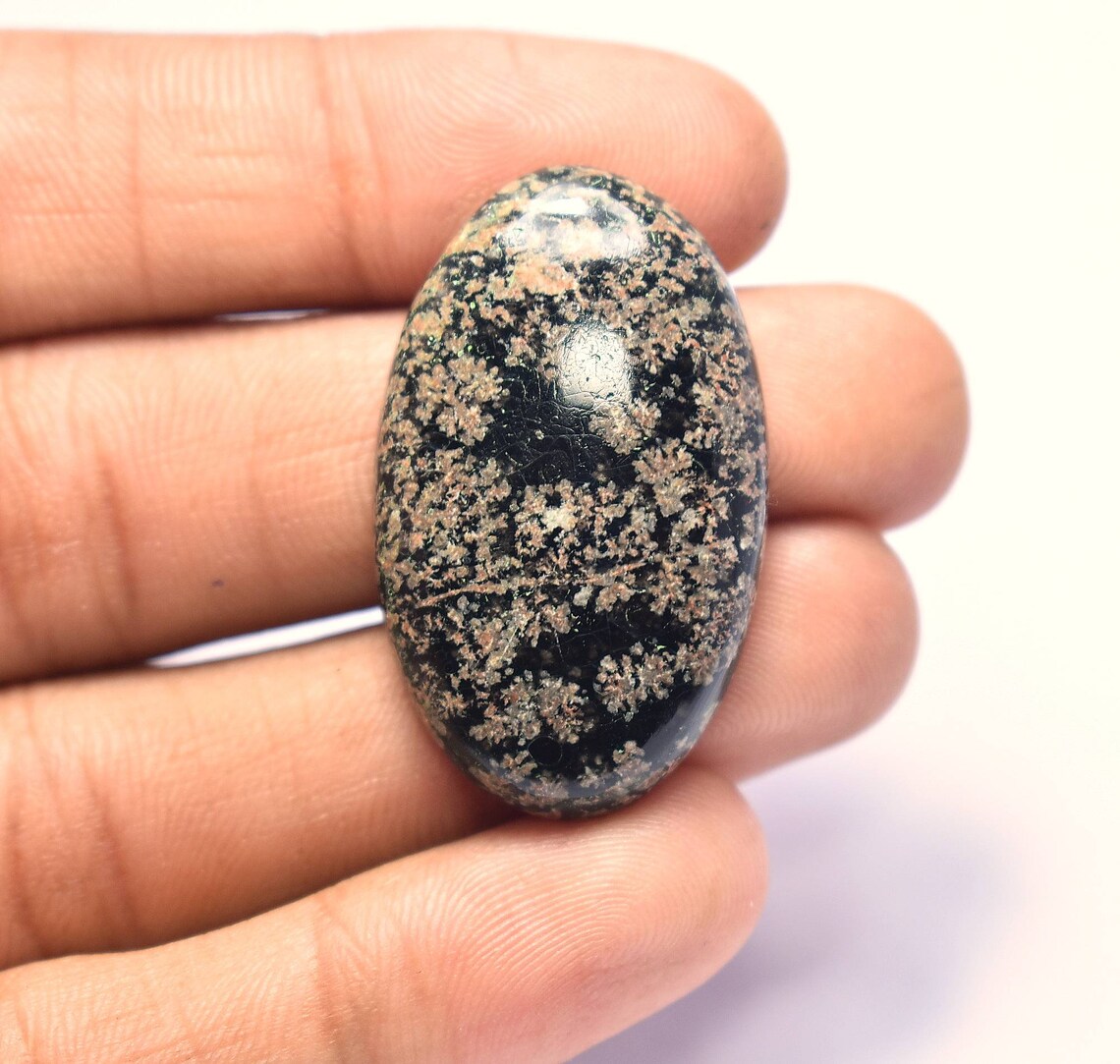 Firecracker Obsidian Flower Obsidian Oval Cabochon 37x22x6 | Etsy