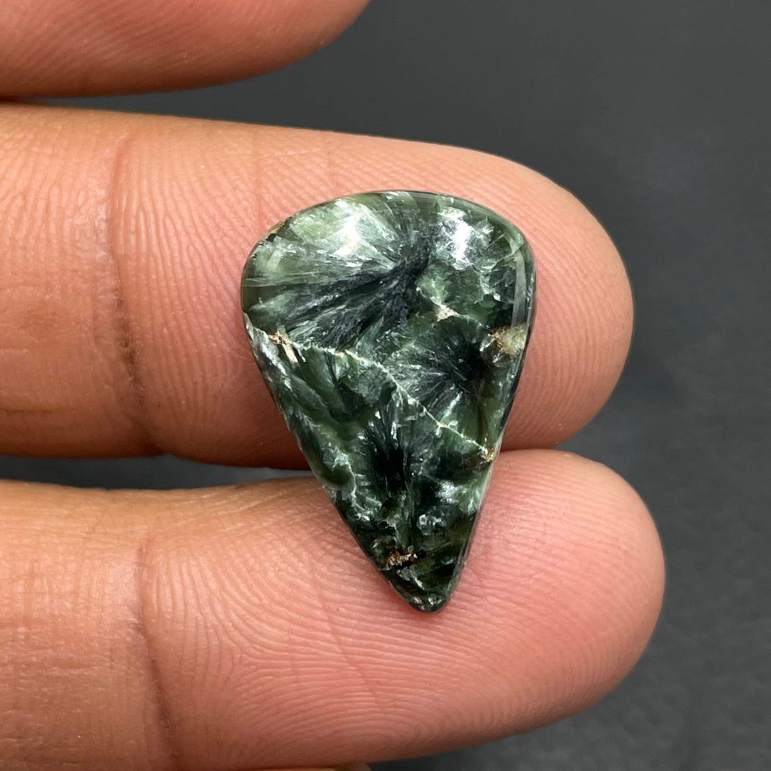 Seraphinite, Pear Cabochon, 22x16x4 MM, 11 CTS, Beautiful Cabochon, 709 - Etsy