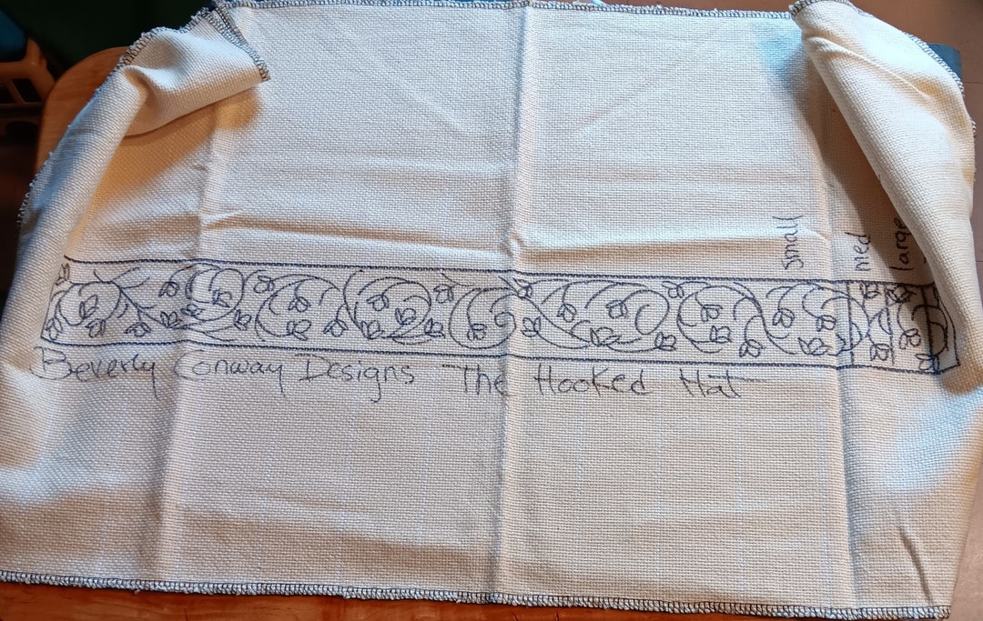 Stamped Hook Rug Pattern Canvas "the Hooked Hat" 34" X 18" by Beverly ...