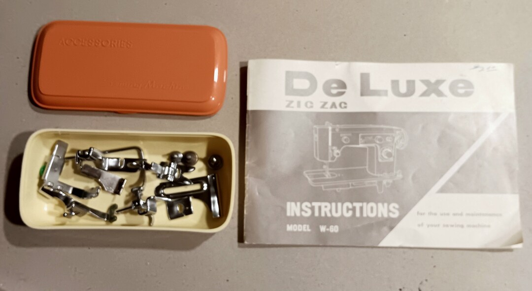 Vintage De Luxe Sewing Machine Model W-60 Attachment Box and Manual - Etsy