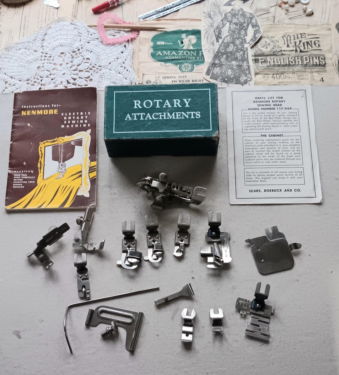 Vintage Sears Kenmore Electric Rotary Sewing Machine, 117.959 ...