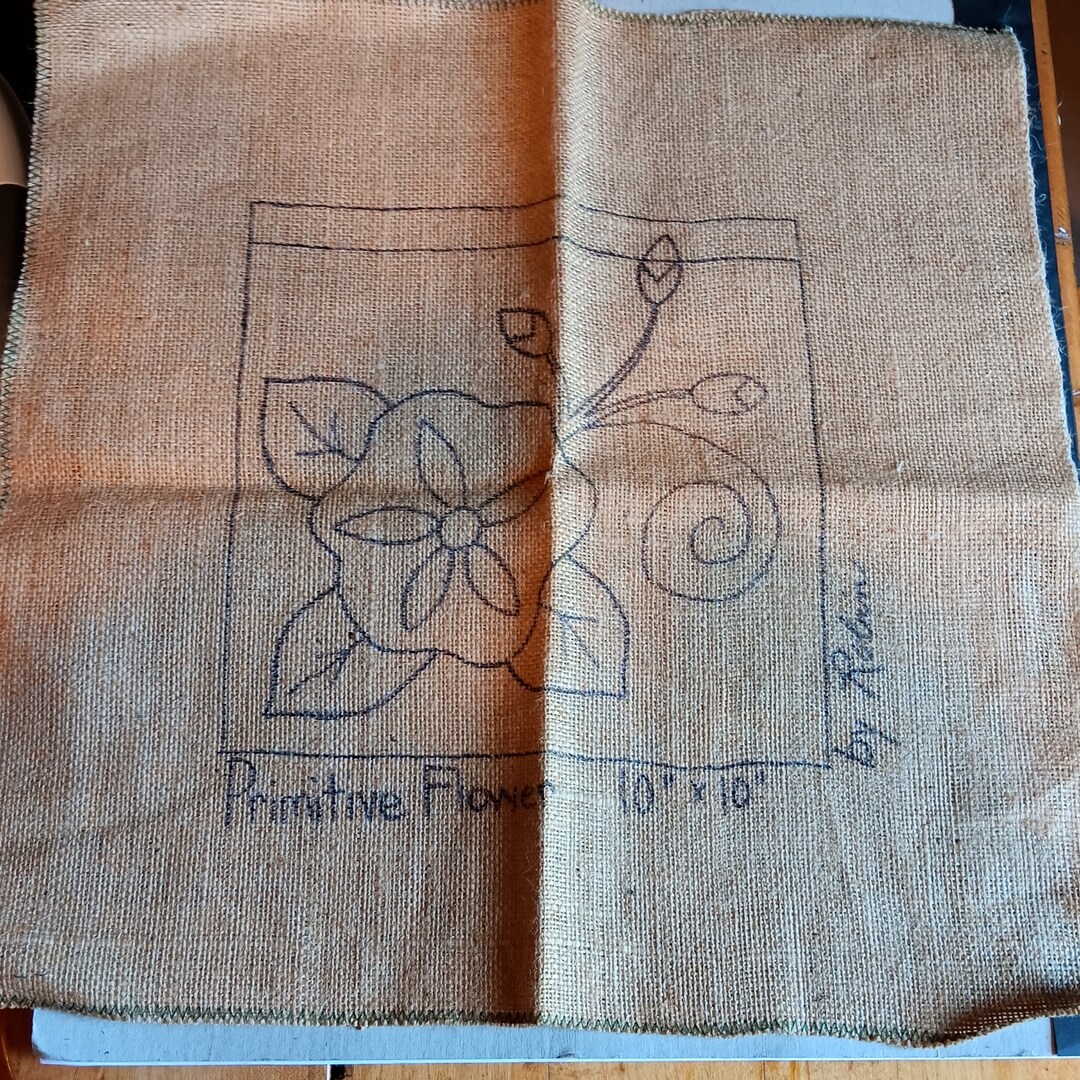 Stamped Hook Rug Pattern Canvas, Primitive Flower 10 X 10 - Etsy