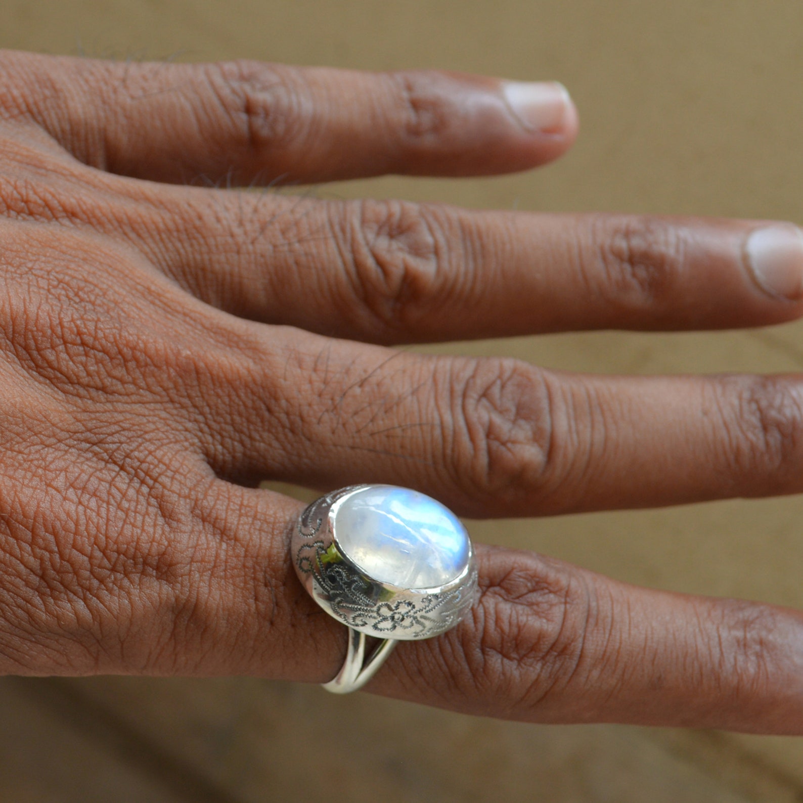 Unique Moonstone Ring Sterling Silver Ring for Women Boho | Etsy