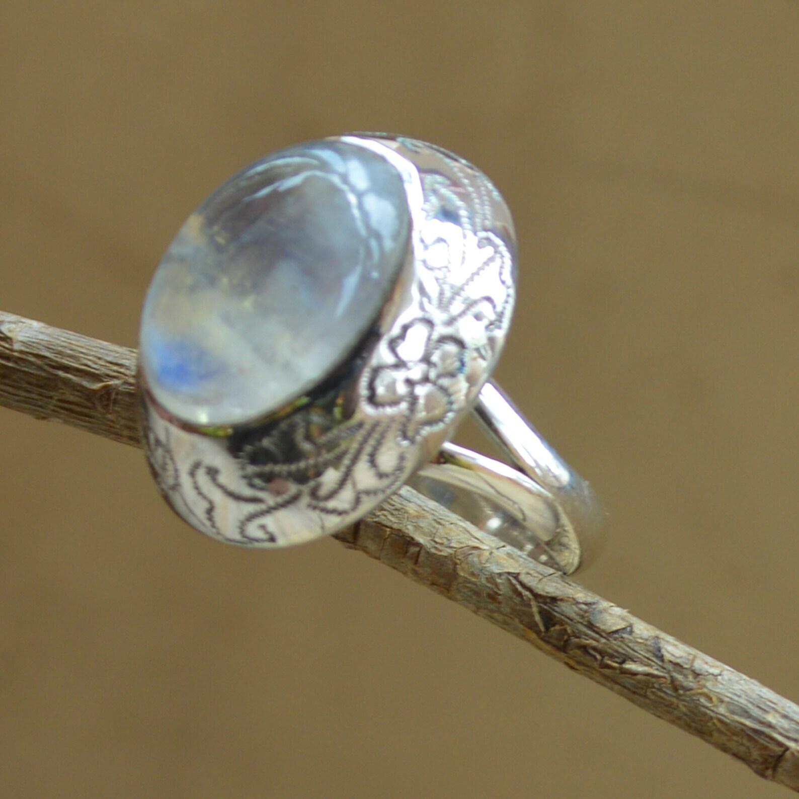 Unique Moonstone Ring Sterling Silver Ring for Women Boho | Etsy