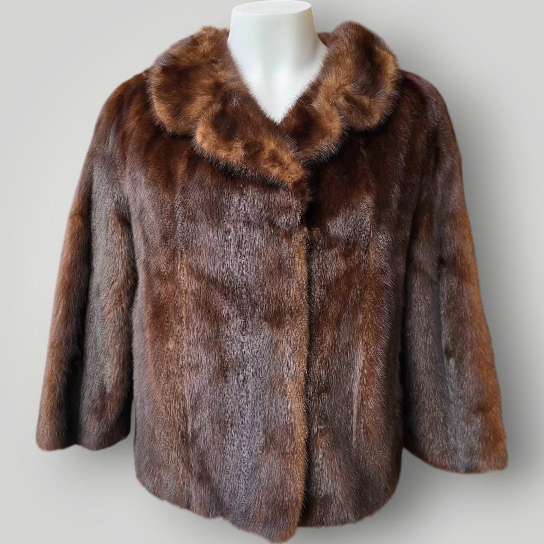 Vintage Luxury Real Mink Fur Coat, Brown Natural Mink Fur Jacket ...