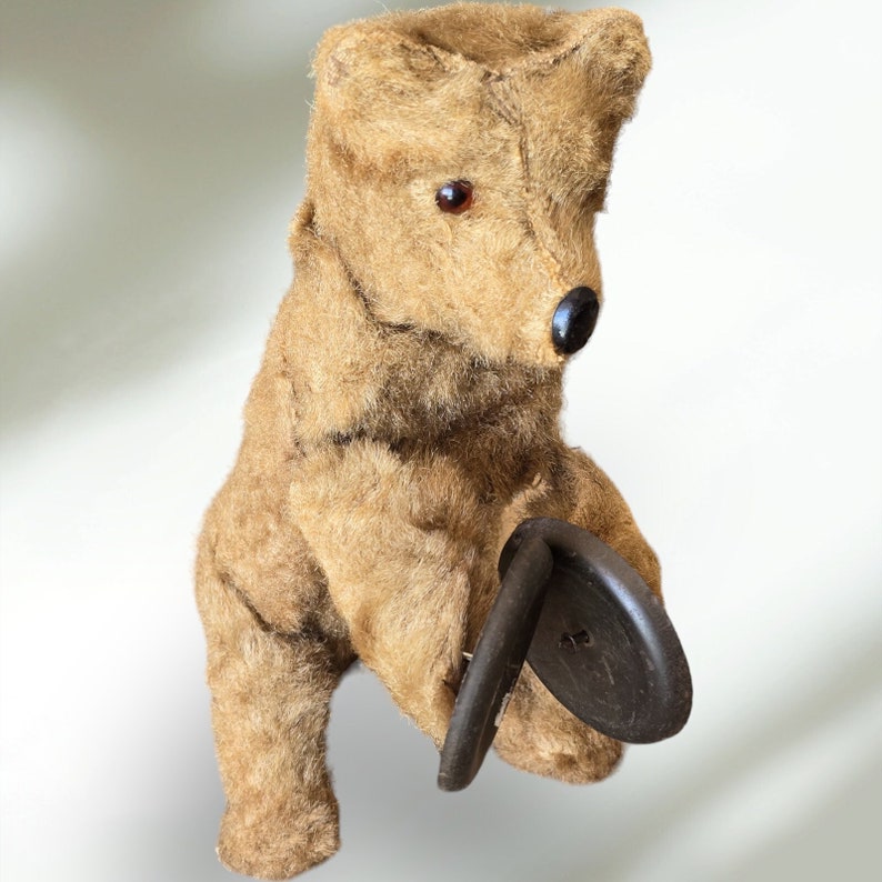 Antique German Golden Mohair Teddy Bear 8"clockwork Playing Cymbals - Etsy