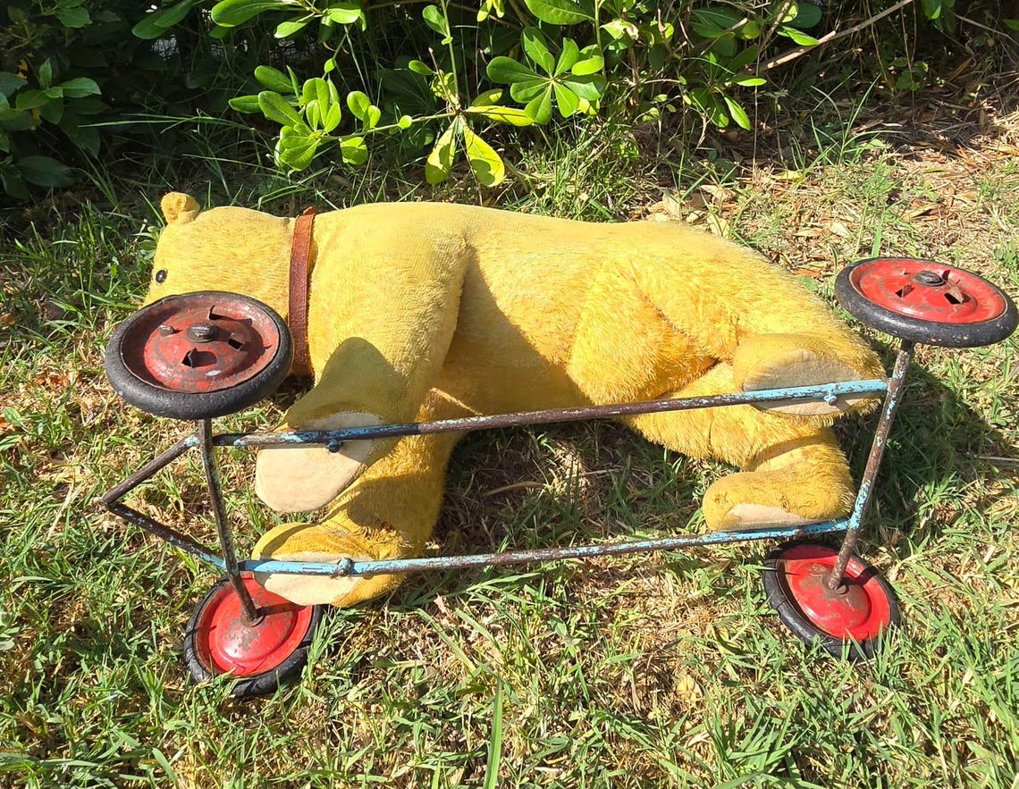 Amazing Antique Rare Large FRENCH FADAP 1930s Teddy Bear on Wheels 26in ...