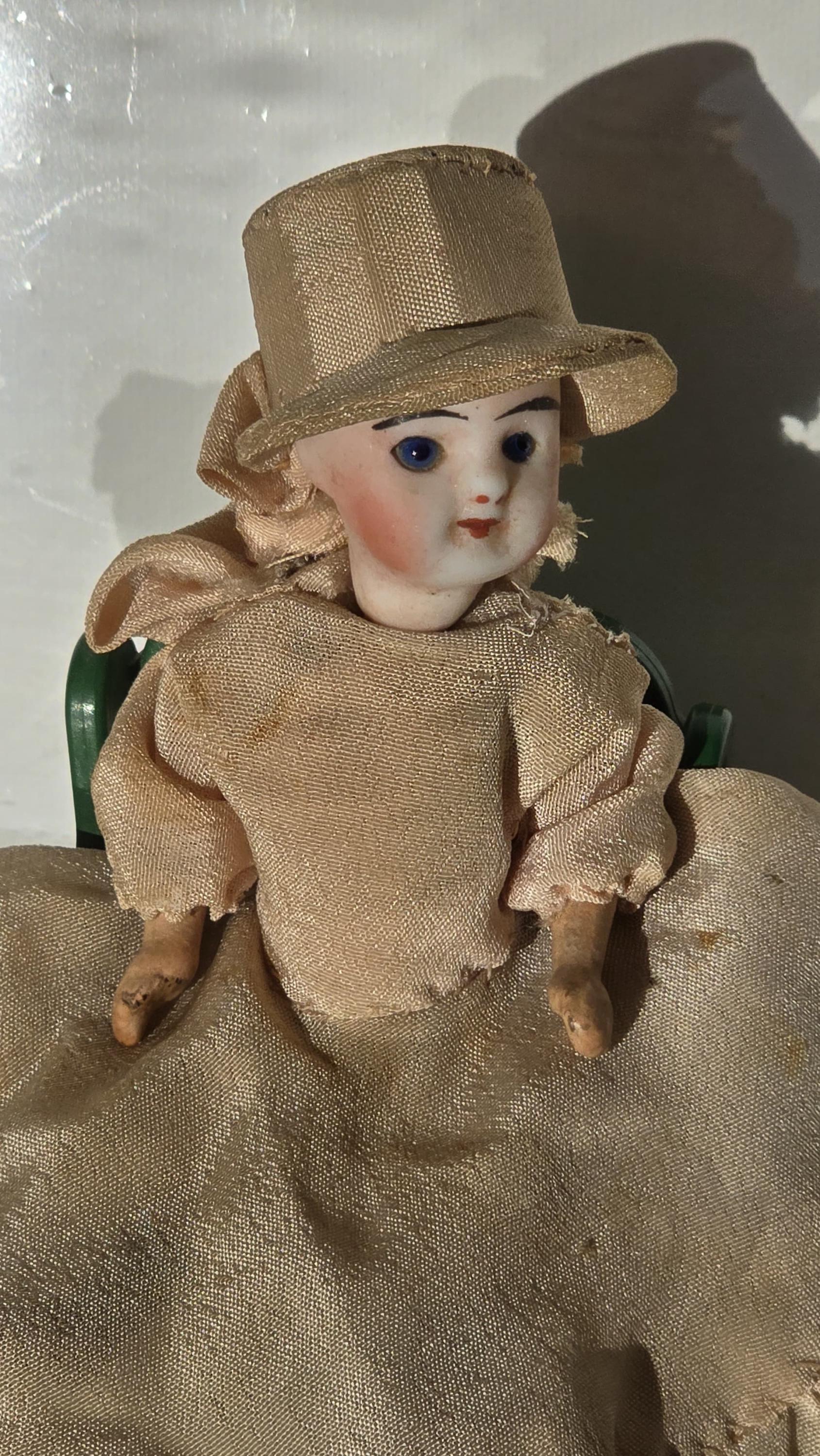 Antique French Mignonette Doll – Bisque Head Glass Eyes, Composition ...