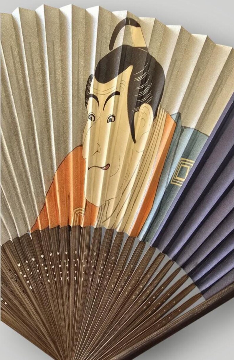 Vintage Japanese Bamboo & Paper Folding Fan,kabuki Actor Art,1950s - Etsy