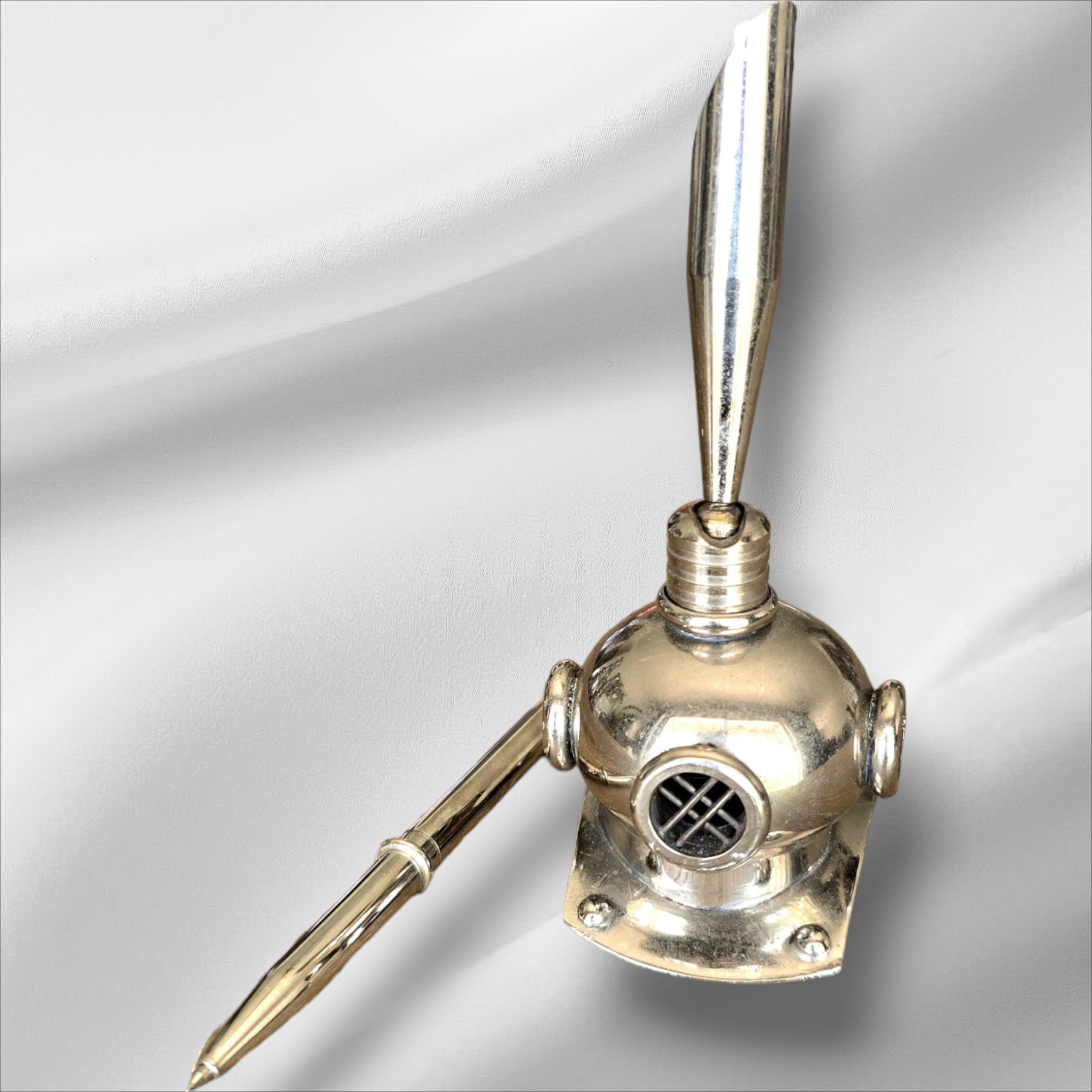 Vintage Desk Diving Helmet Pen Holder Set Office Desk Stainless Steel ...