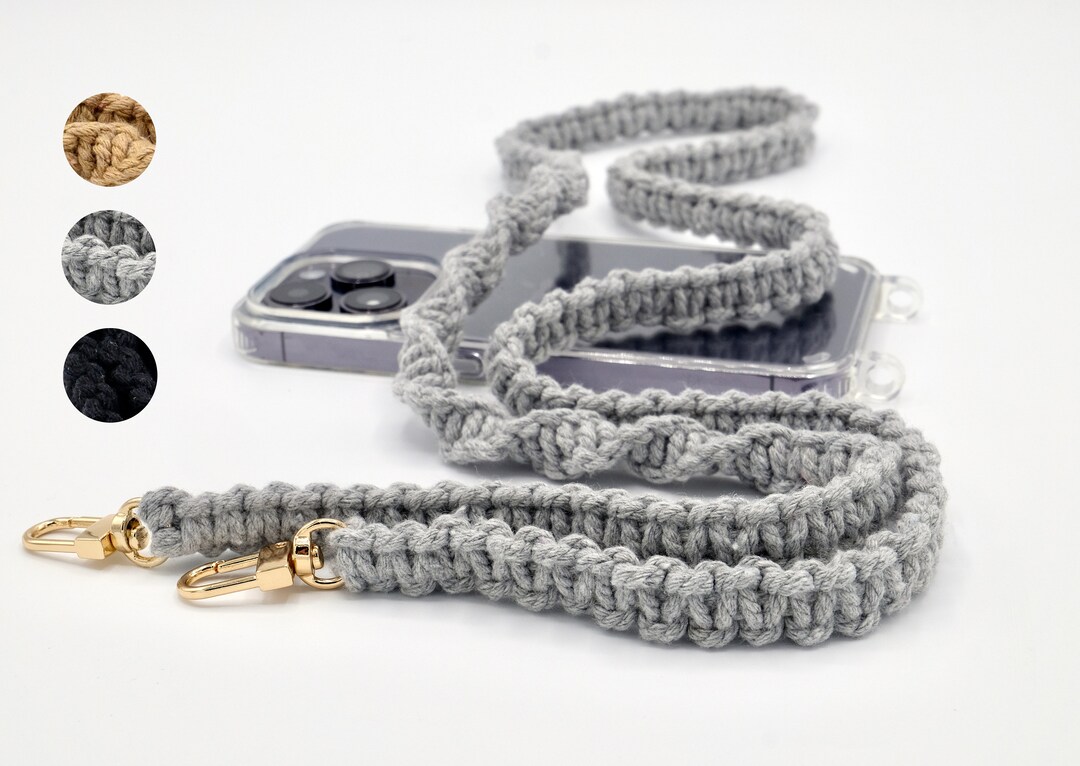 Mobile Phone Chain With Macramé Cord With Carabiner for iPhone and ...