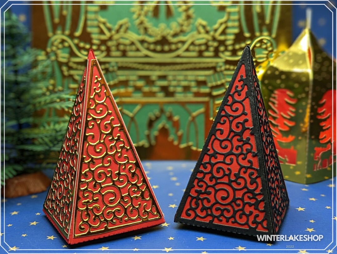 Christmas Tree Pyramid Gift Box, Small Paper Present Box, Party Favor ...