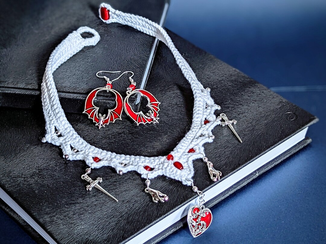 Bleeding Heart Jewelry Set Sword and Heart Necklace Bat - Etsy