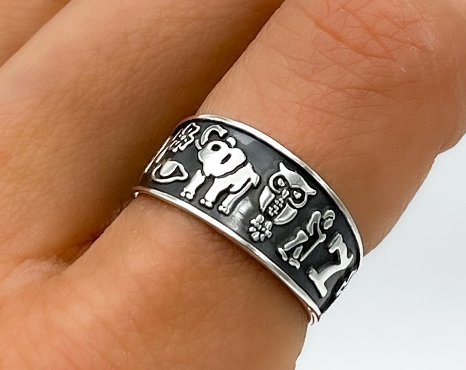 Sterling Silver Lucky Ring: Good Luck Symbols Talisman - Etsy