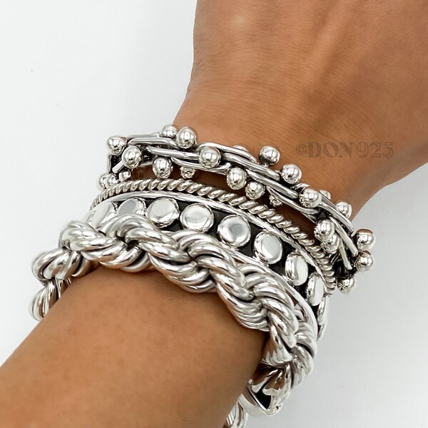 Chunky Sterling Silver Bracelet - Etsy