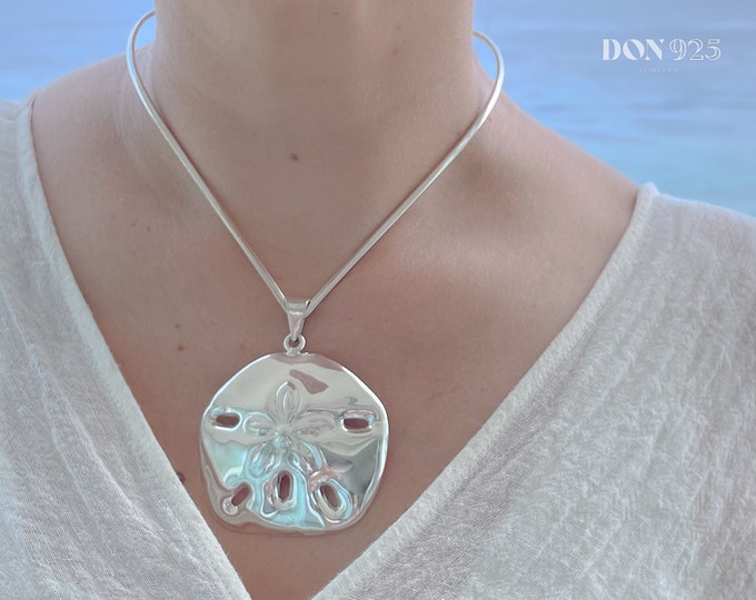 Solid Sterling Silver Sand Dollar Pendant, Sand Dollar Jewelry, Beach ...