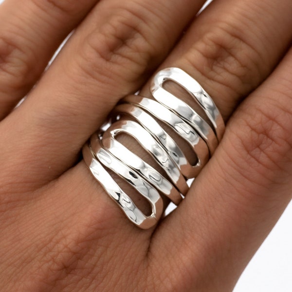 Long Silver Ring - Etsy