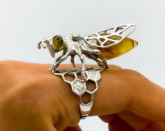 Amber Insect Ring - Etsy