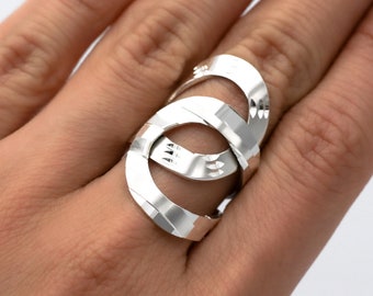 Sterling Silver Long Ring | Etsy