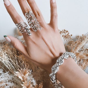 Sterling Silver Curly Ring: Spiral Boho Full Finger Wrap Design - Etsy