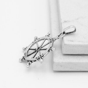 Sterling Silver Ship Wheel Pendant: Nautical Sailor Love Jewelry - Etsy