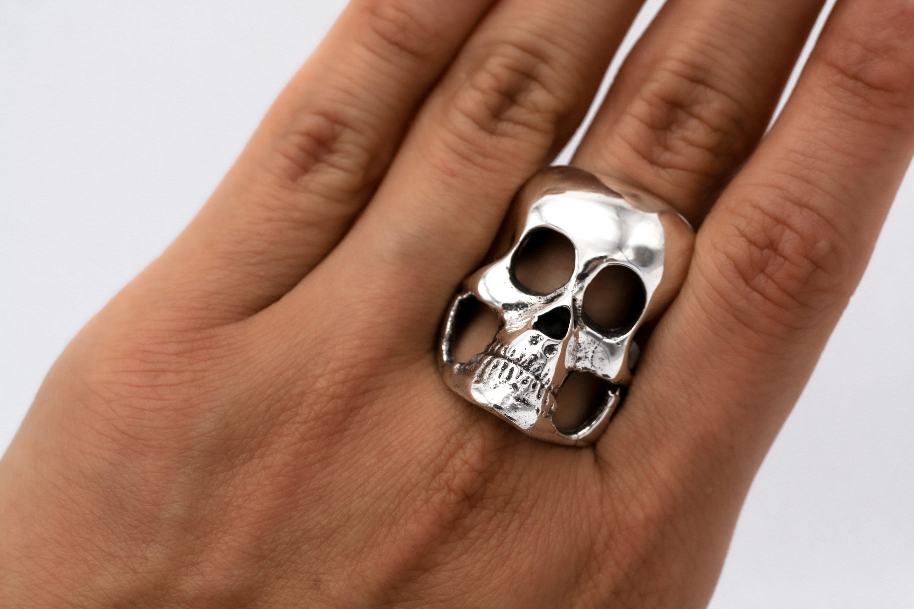 Sterling Silver Large Skull Ring Men's Skull Ring | Etsy